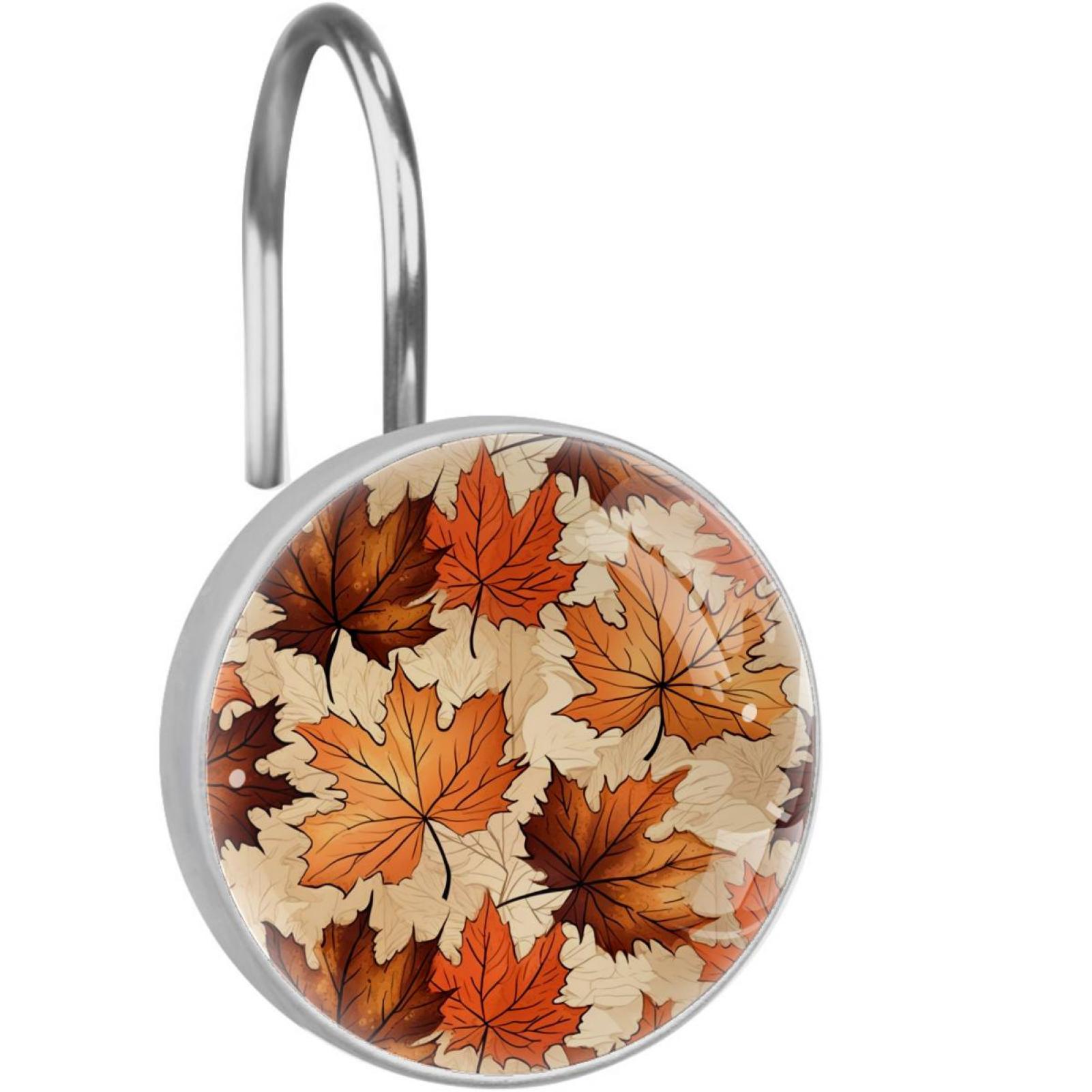 12 Pack Round Shower Curtain Hooks Crystal Glass Shower Rings Maple Leaf Curtain Hooks Home ...