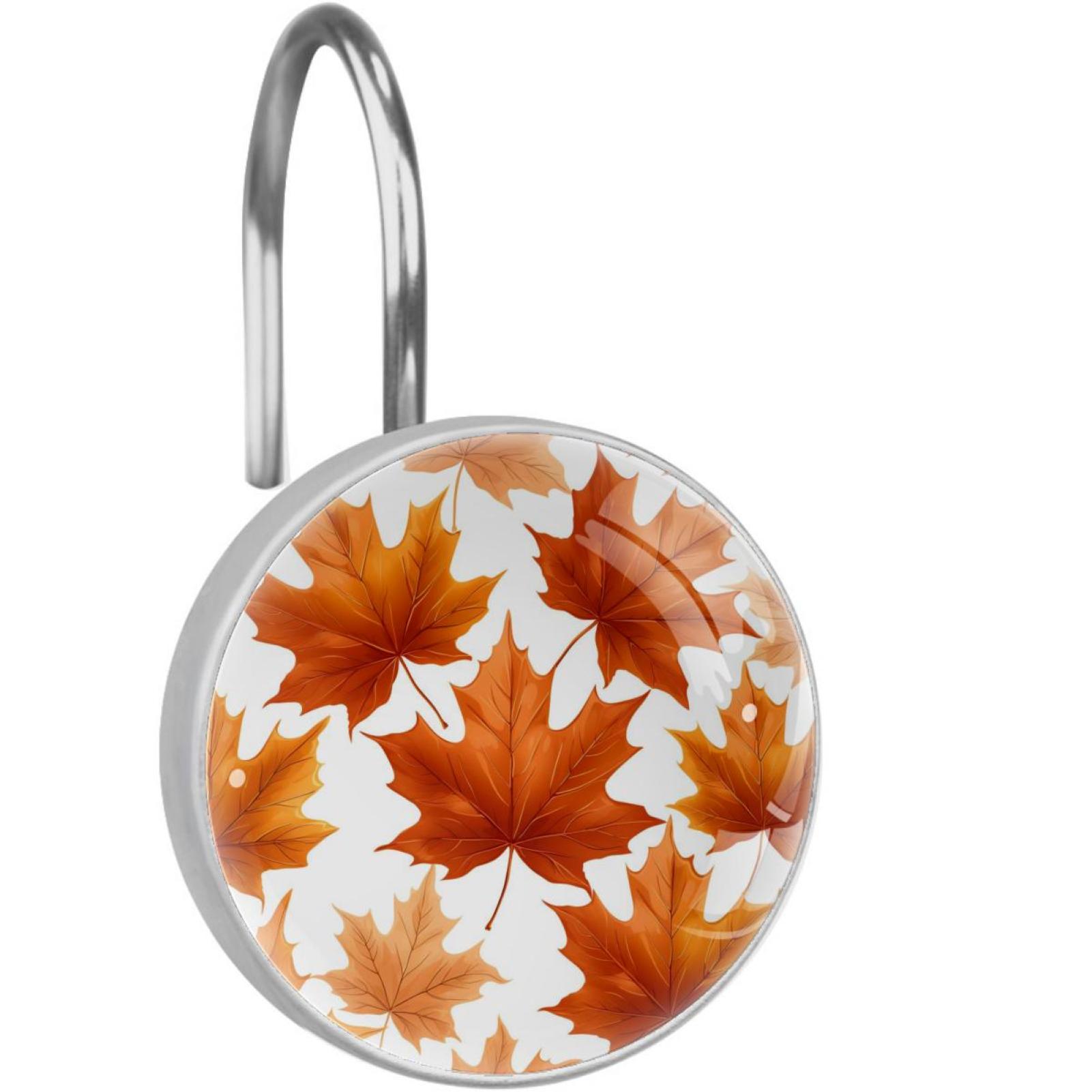 12 Pack Round Shower Curtain Hooks Crystal Glass Shower Rings Maple Leaf Curtain Hooks Home ...