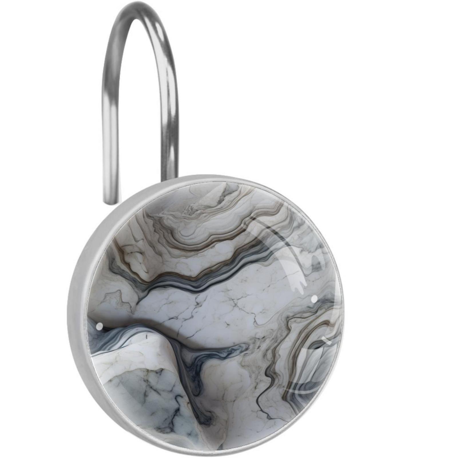 12 Pack Round Shower Curtain Hooks Crystal Glass Shower Rings Marble ...