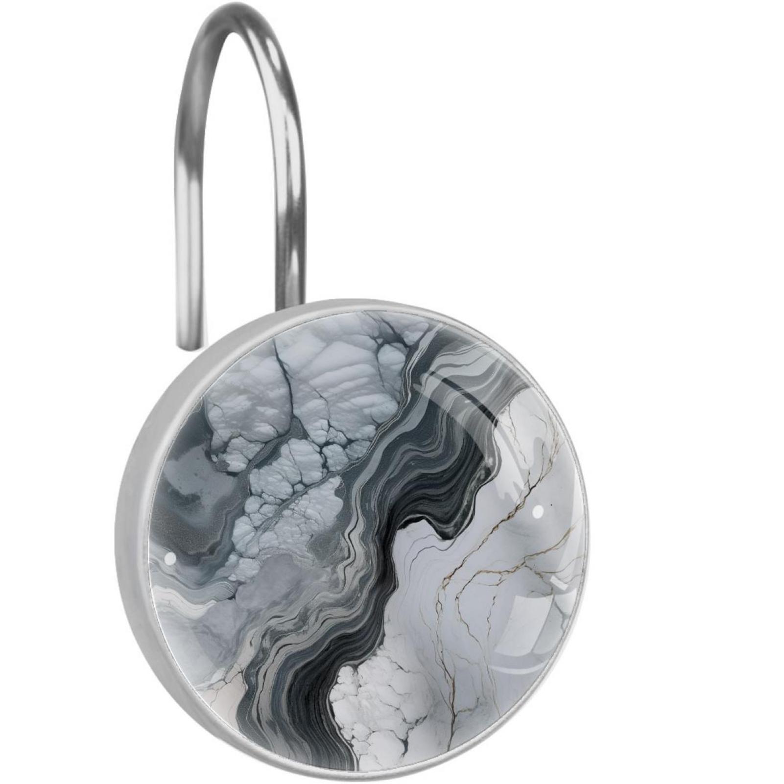 12 Pack Round Shower Curtain Hooks Crystal Glass Shower Rings Marble ...