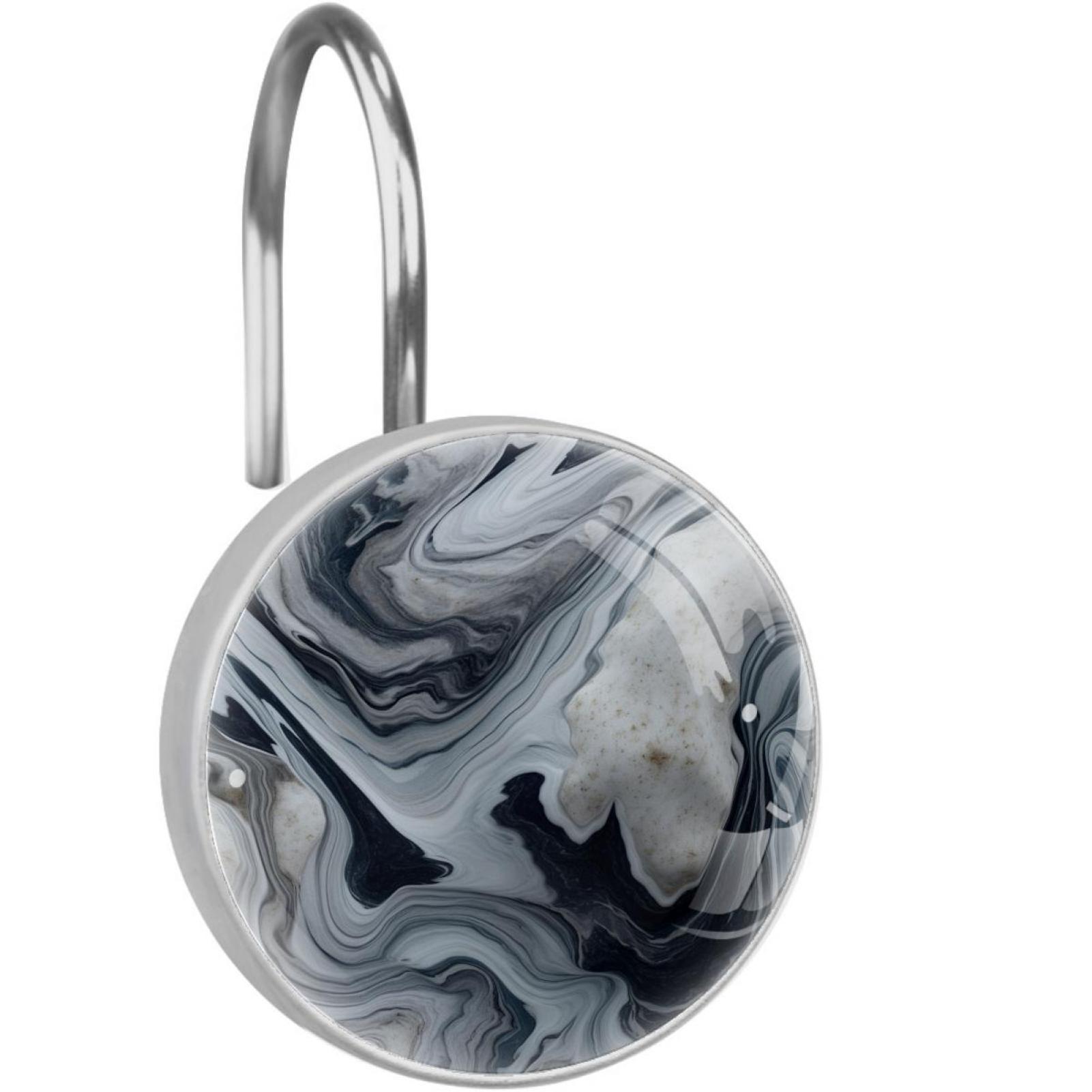 12 Pack Round Shower Curtain Hooks Crystal Glass Shower Rings Marble ...