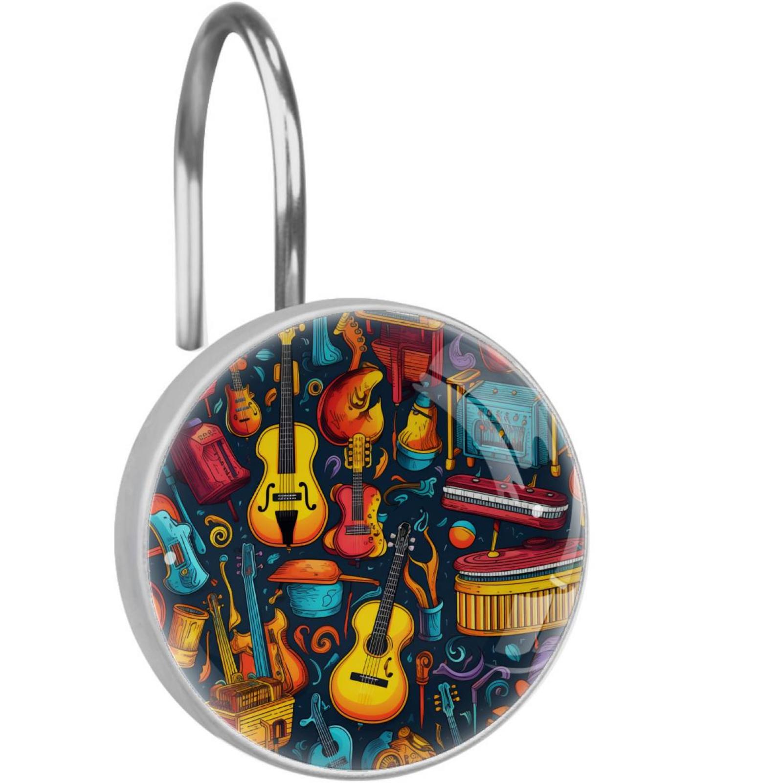 12 Pack Round Shower Curtain Hooks Crystal Glass Shower Rings Musical ...