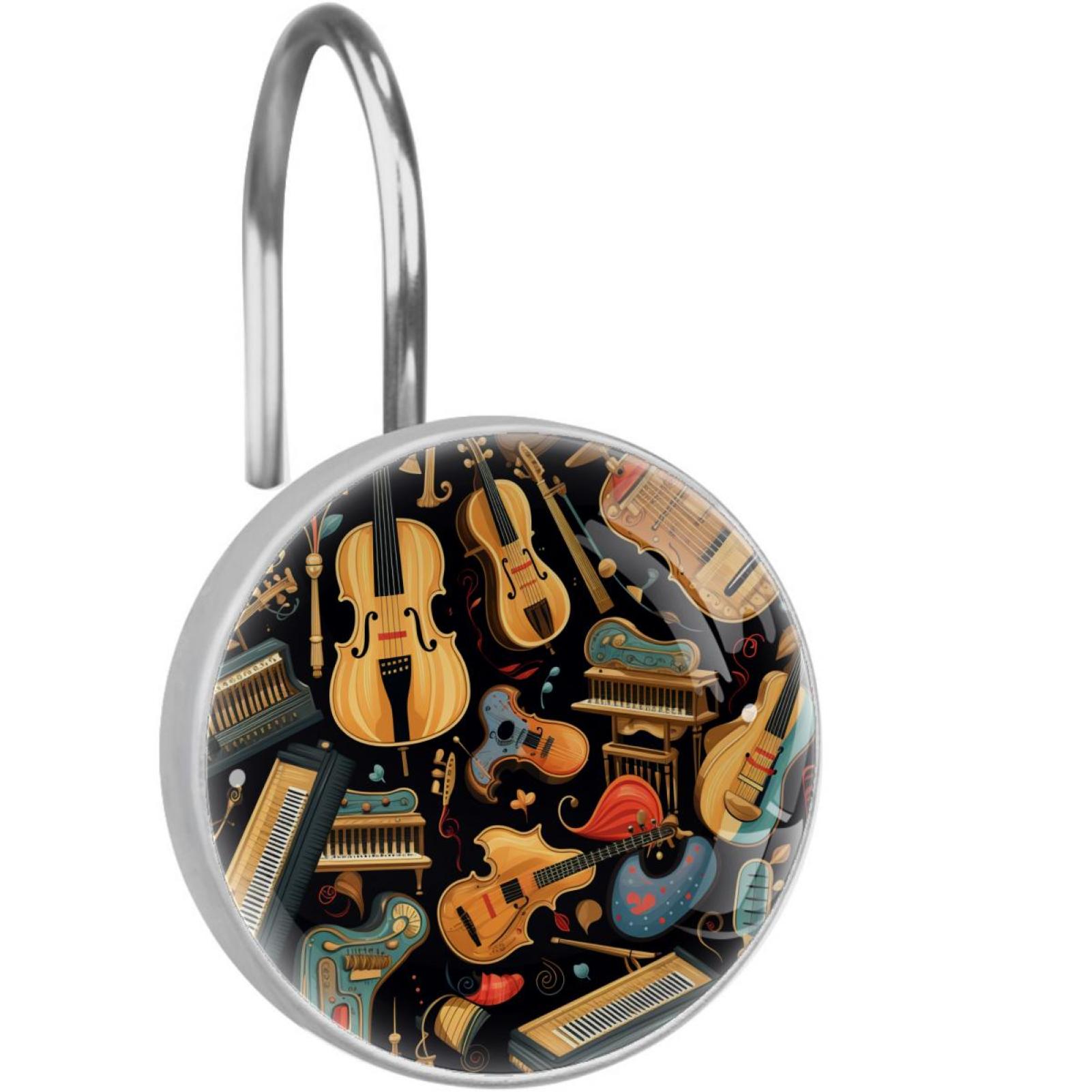 12 Pack Round Shower Curtain Hooks Crystal Glass Shower Rings Musical ...