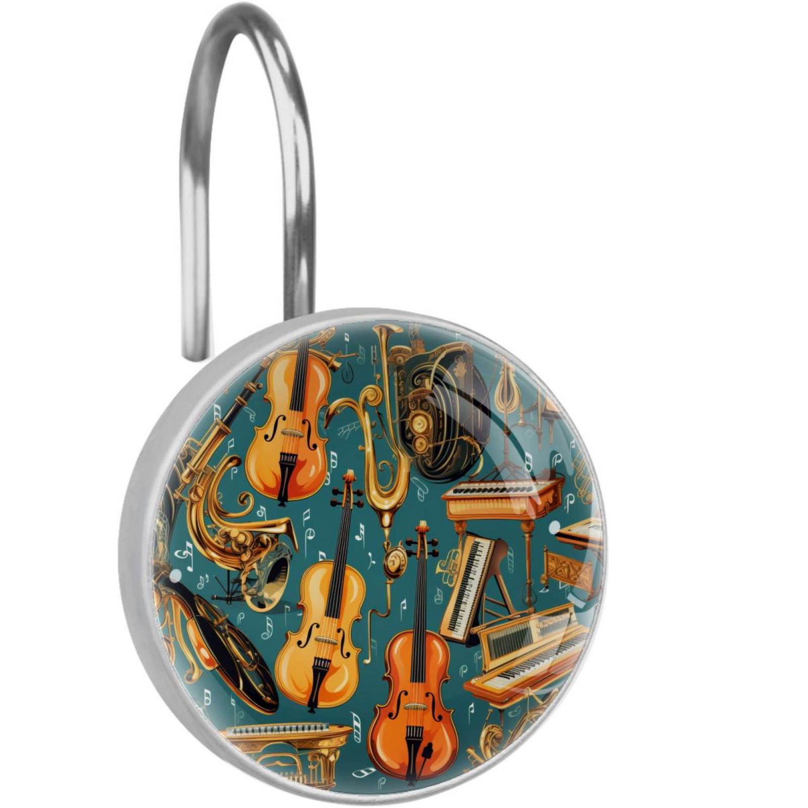 12 Pack Round Shower Curtain Hooks Crystal Glass Shower Rings Musical ...