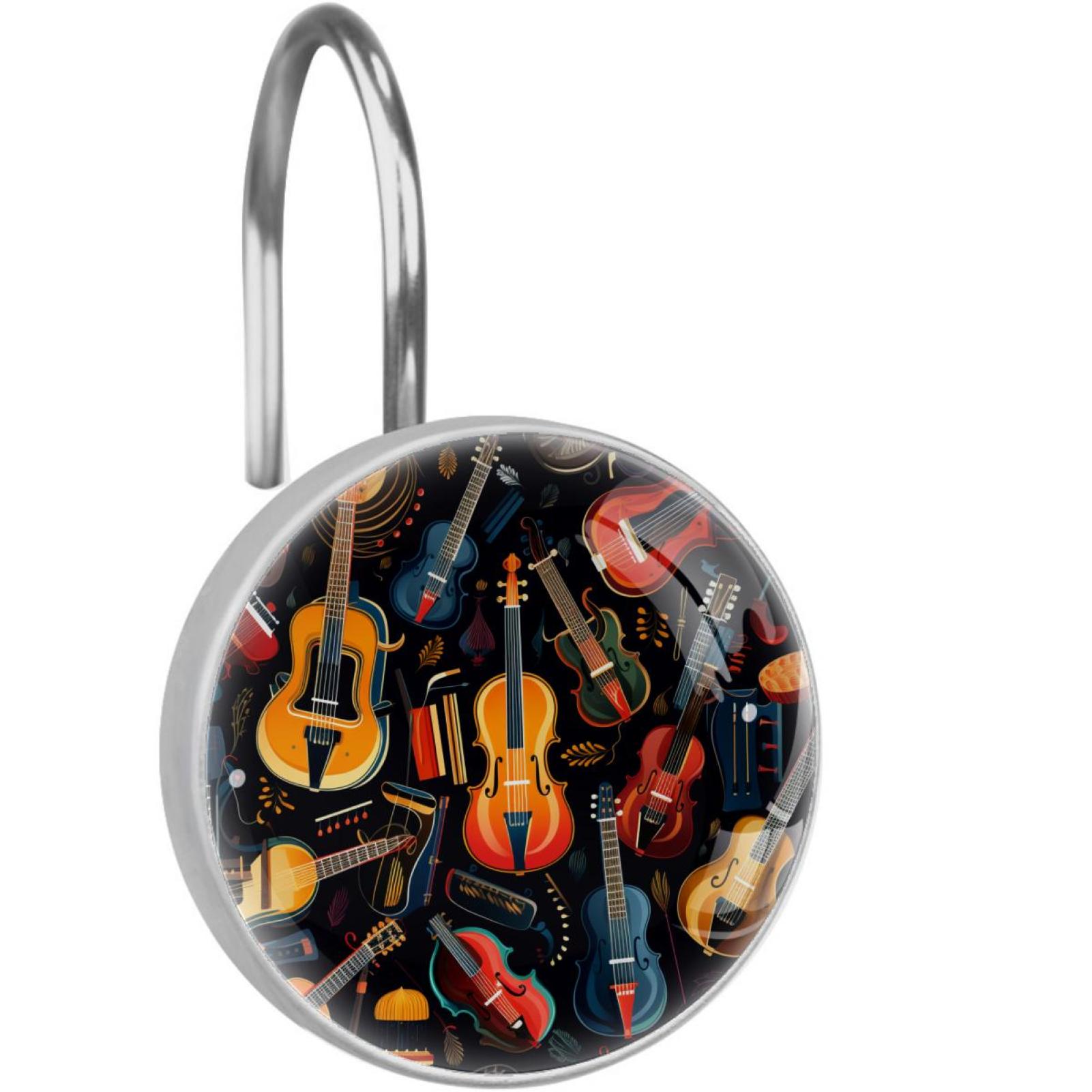 12 Pack Round Shower Curtain Hooks Crystal Glass Shower Rings Musical ...