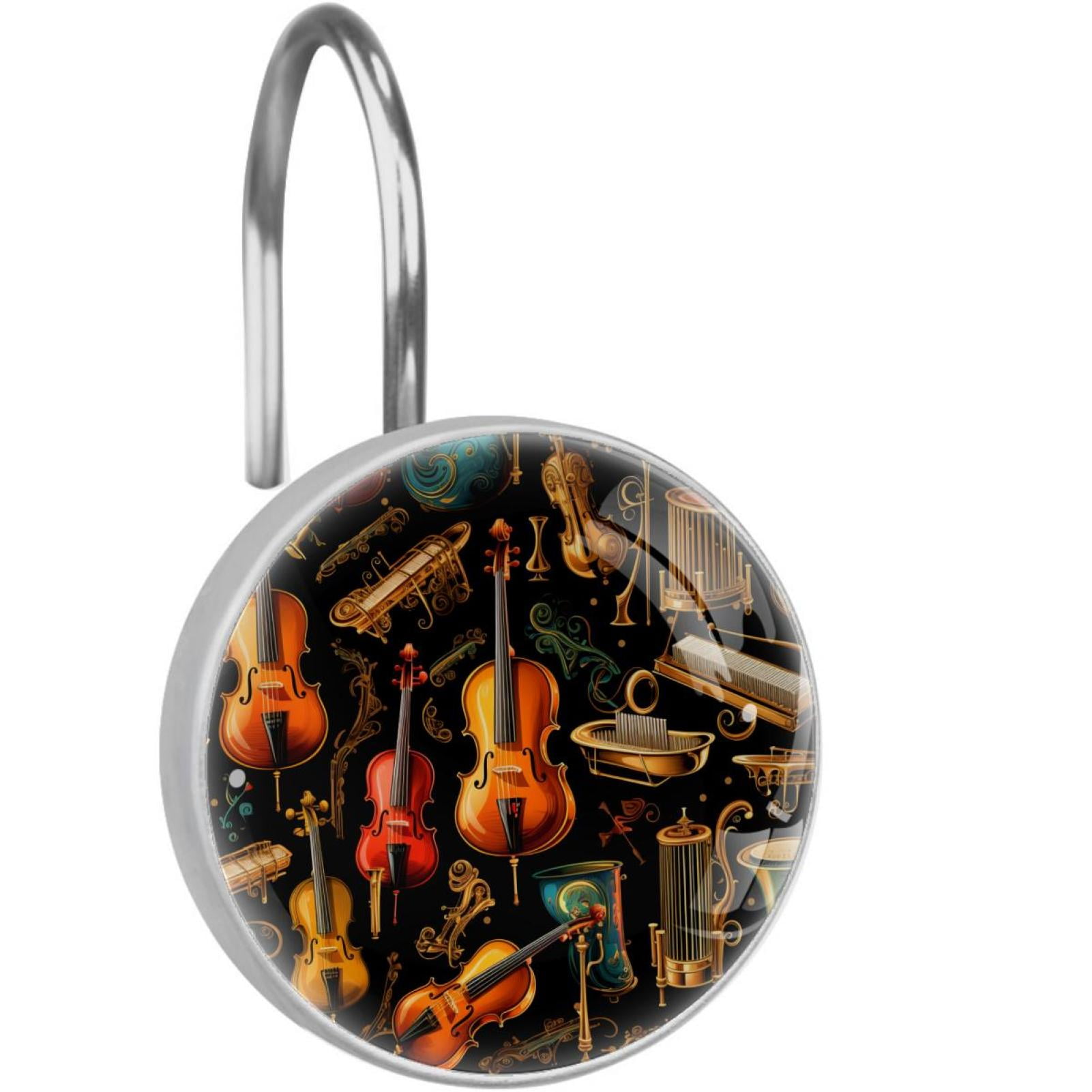 12 Pack Round Shower Curtain Hooks Crystal Glass Shower Rings Musical ...