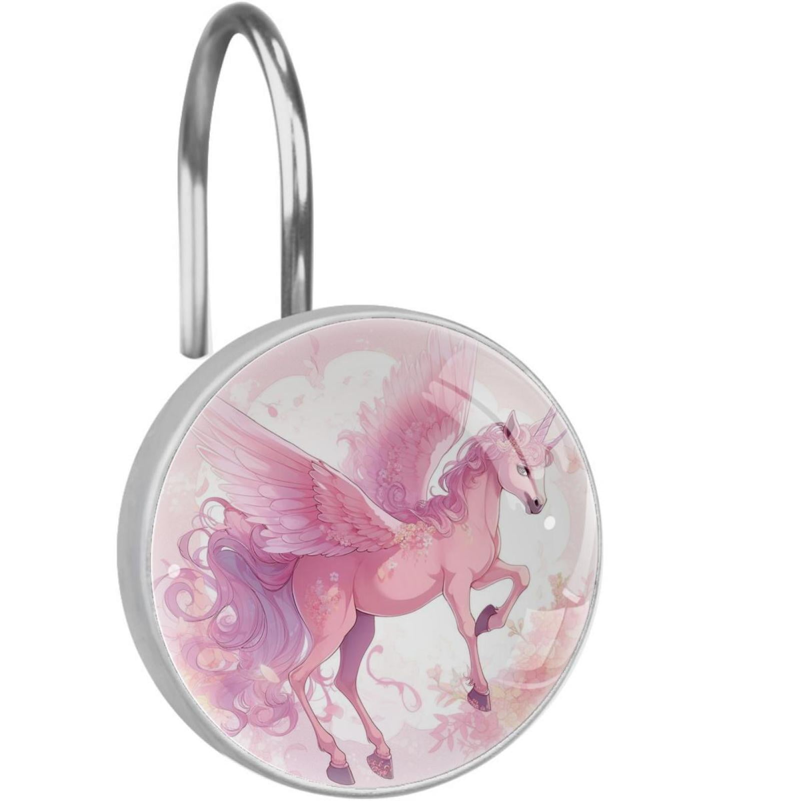 12 Pack Round Shower Curtain Hooks Crystal Glass Shower Rings Pink ...