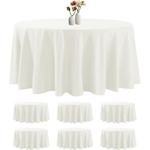 12 Pack Round Tablecloth 120 White Table Cloth Stain and Wrinkle ...