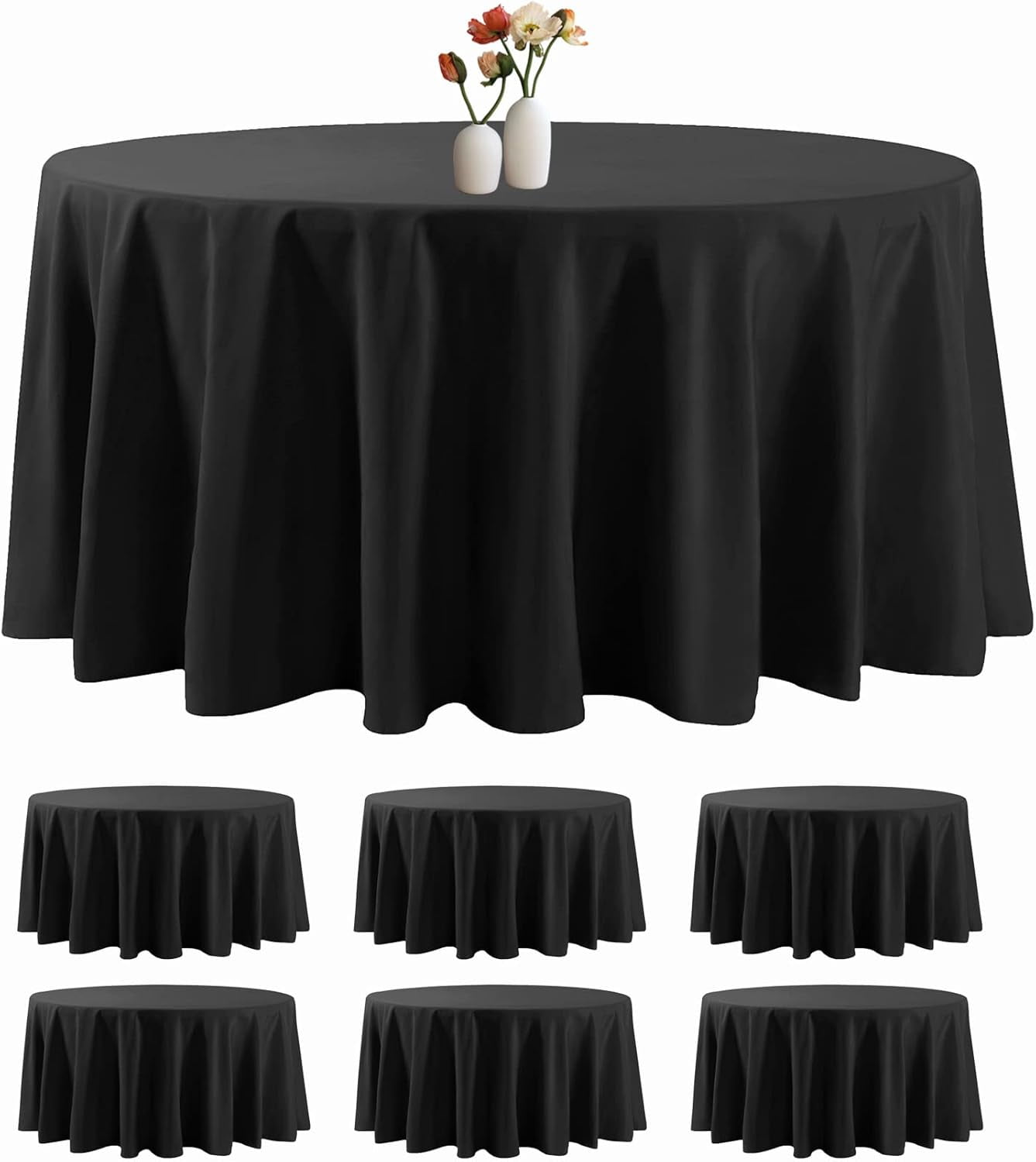 12 Pack Round Tablecloth 120 White Table Cloth Stain and Wrinkle ...