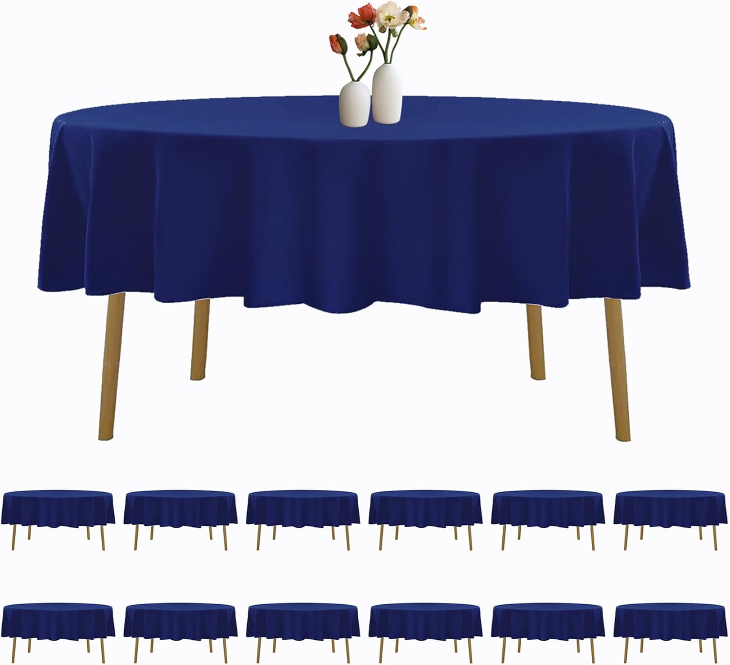 12 Pack Round Tablecloth 90 Inches Royal Blue Table Cloth Stain and ...