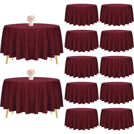 12 Pack Round Tablecloth Ivory Polyester 120 Inch Washable Fabric Round ...
