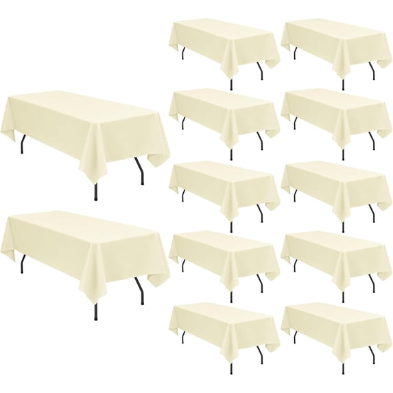 12 Pack Round Tablecloth Ivory Polyester 120 Inch Washable Fabric Round ...