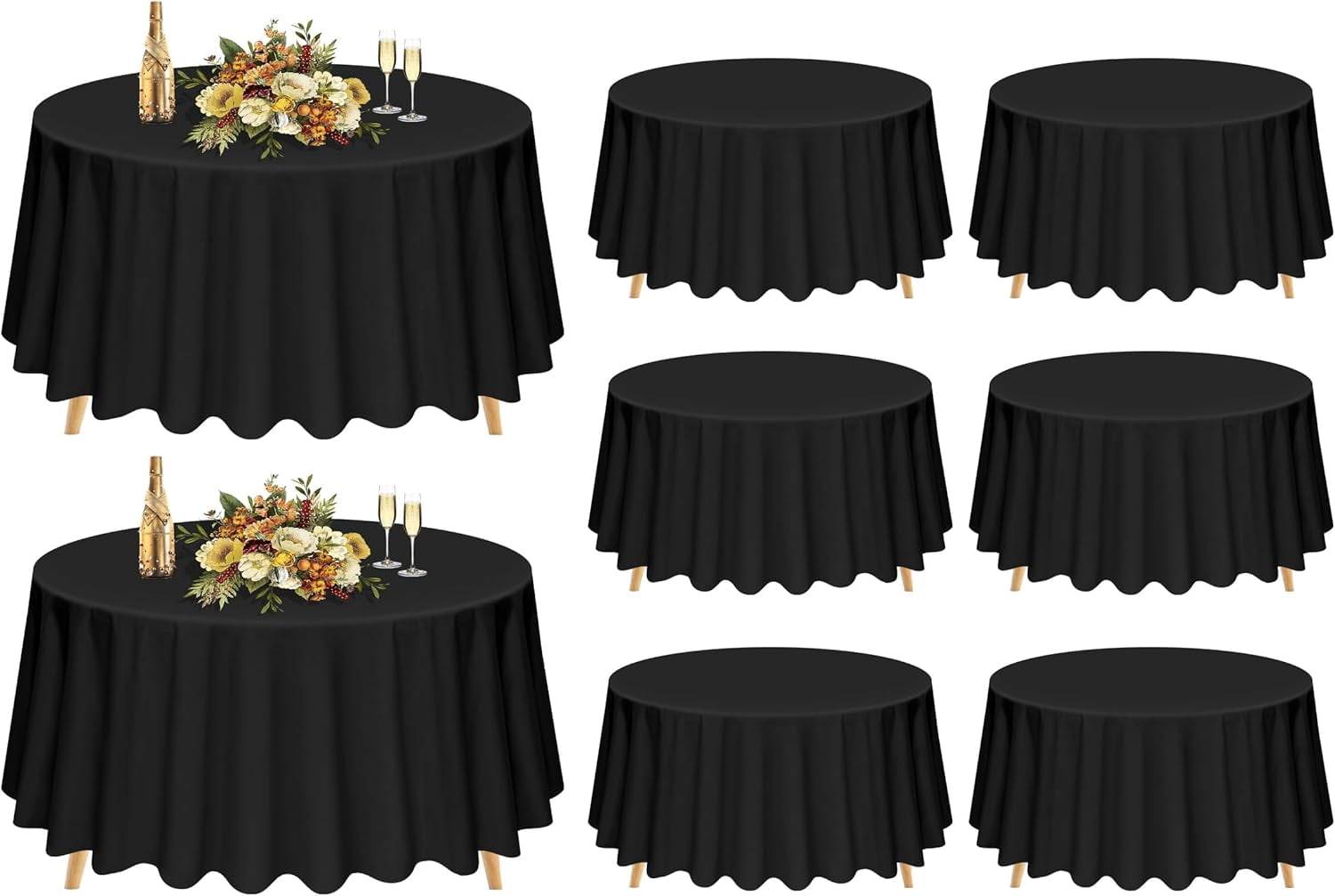 12 Pack Round Tablecloth Ivory Polyester 120 Inch Washable Fabric Round ...