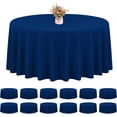 12 Pack Round Tablecloths - 120 Inch Navy Blue Polyester Table Cover ...