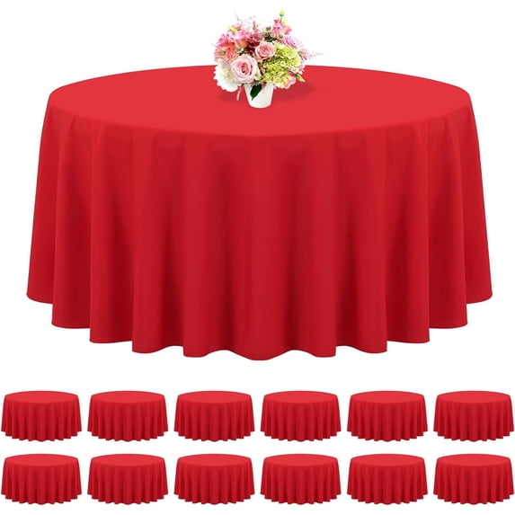 12 Pack Round Tablecloths - 120 Inch Navy Blue Polyester Table Cover ...
