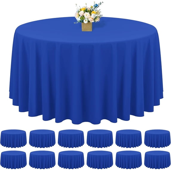12 Pack Round Tablecloths - 120 Inch Navy Blue Polyester Table Cover ...