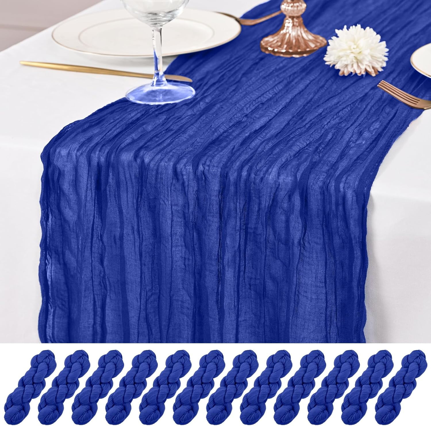 12 Pack Royal Blue Table Runners 10Ft Cheesecloth Table Runner Rustic ...