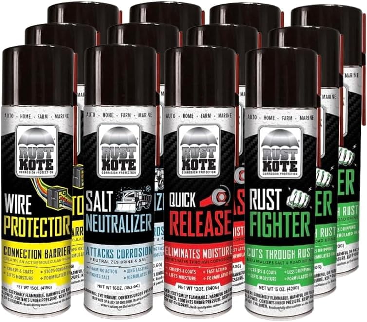 12 Pack - RustKote - Mixed Case of Aerosol cans - 3 Rust Fighter (15oz ...
