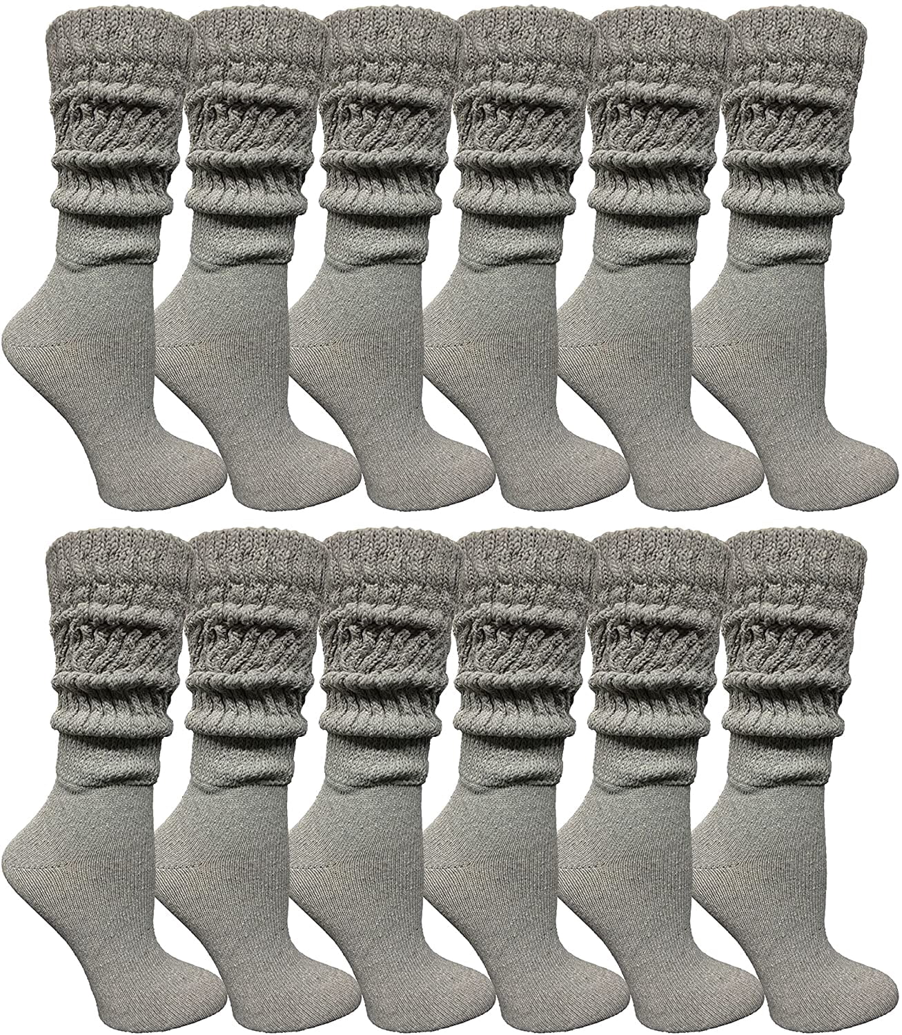 SOCKS'NBULK 12 Pack Womens Cotton Slouch Socks, Womans Knee High Boot ...