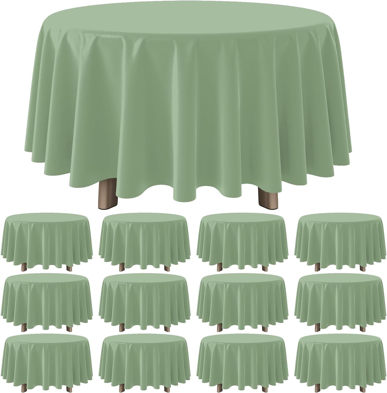 Sage Green Plastic Tablecloths Round Light Green Tablecloth Waterproof ...