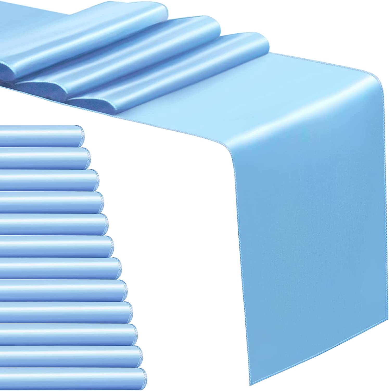 12 Pack Satin Table Runner 12 x 108 Inch Baby Blue Long Satin Table ...