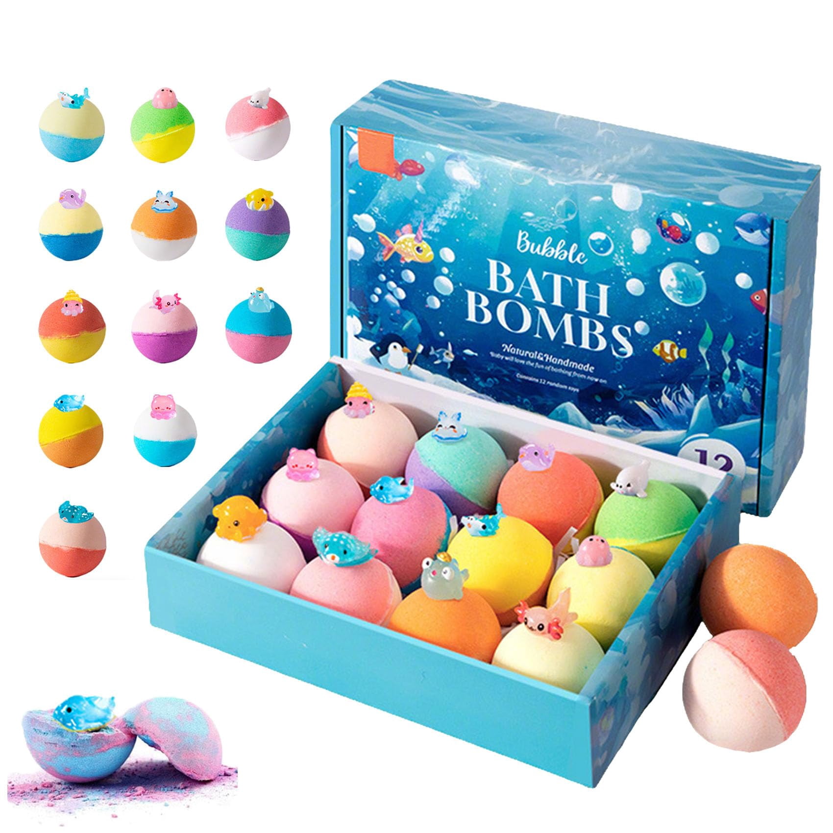 12 Pack Sea Animal Bath Bombs - Natural Sea Salt Fizzies, Ocean Theme ...