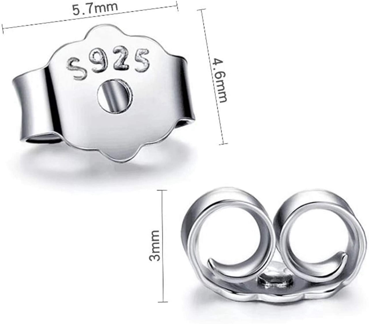 12 Pack Secure Locking Earring Backs, S925 Sterling Silver Earring ...