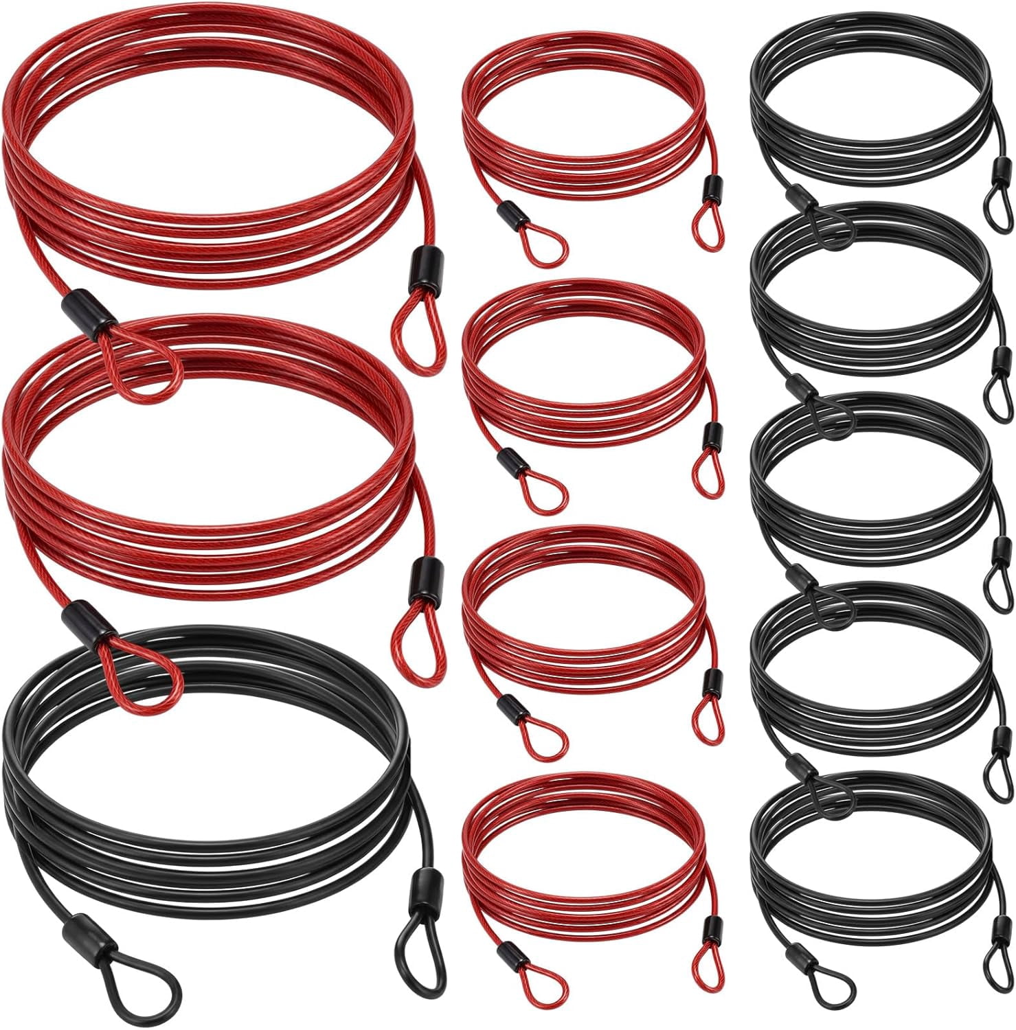 12 Pack Security Cable Luggage Lock with Loops 15 ft 3mm Braided Steel ...