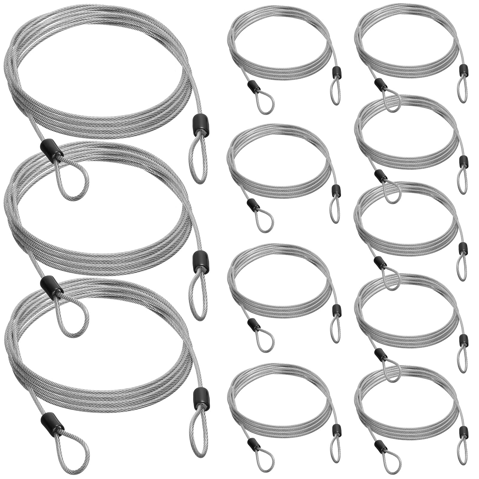 12 Pack Security Cable Luggage Lock with Loops 4ft 3mm Braided Steel ...