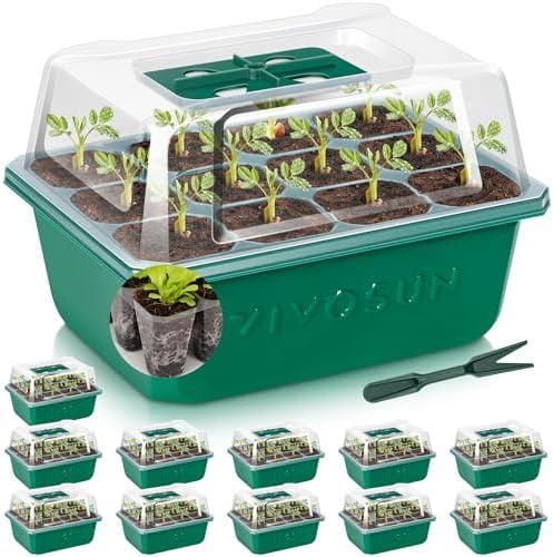 12-Pack Seed Starter Trays, 144-Cell Seed Starter Kit with Humidity ...