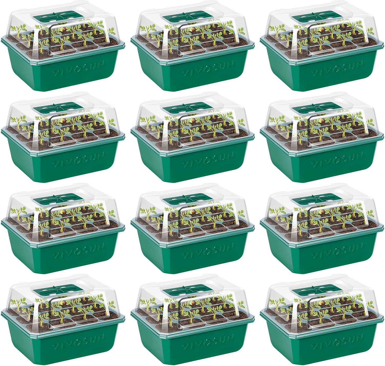 12-Pack Seed Starter Trays, 144-Cell Seed Starter Kit with Humidity ...