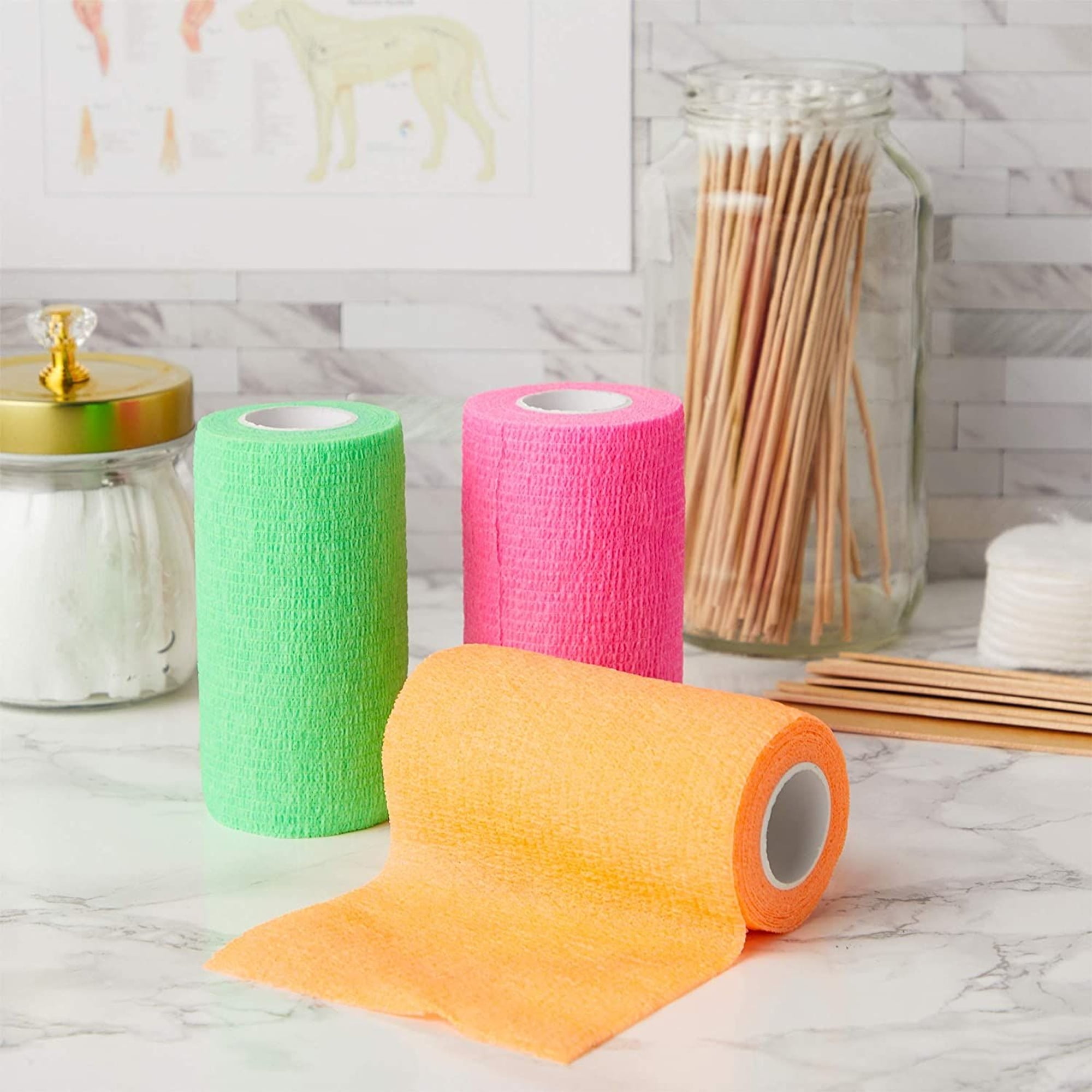 12 Pack Self Adhesive Bandage Wrap, 4 Inch x 5 Yards Elastic Cohesive ...