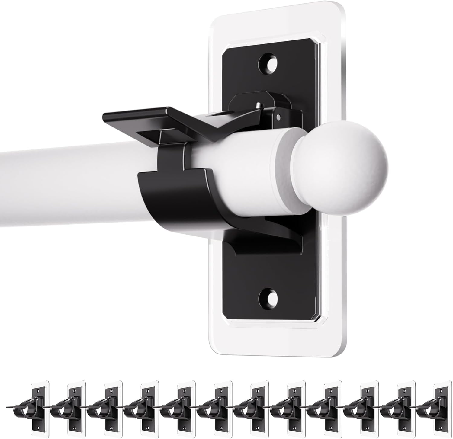 12-Pack Self Adhesive Rod Brackets, No Drill Needed Curtain Rod Holders ...