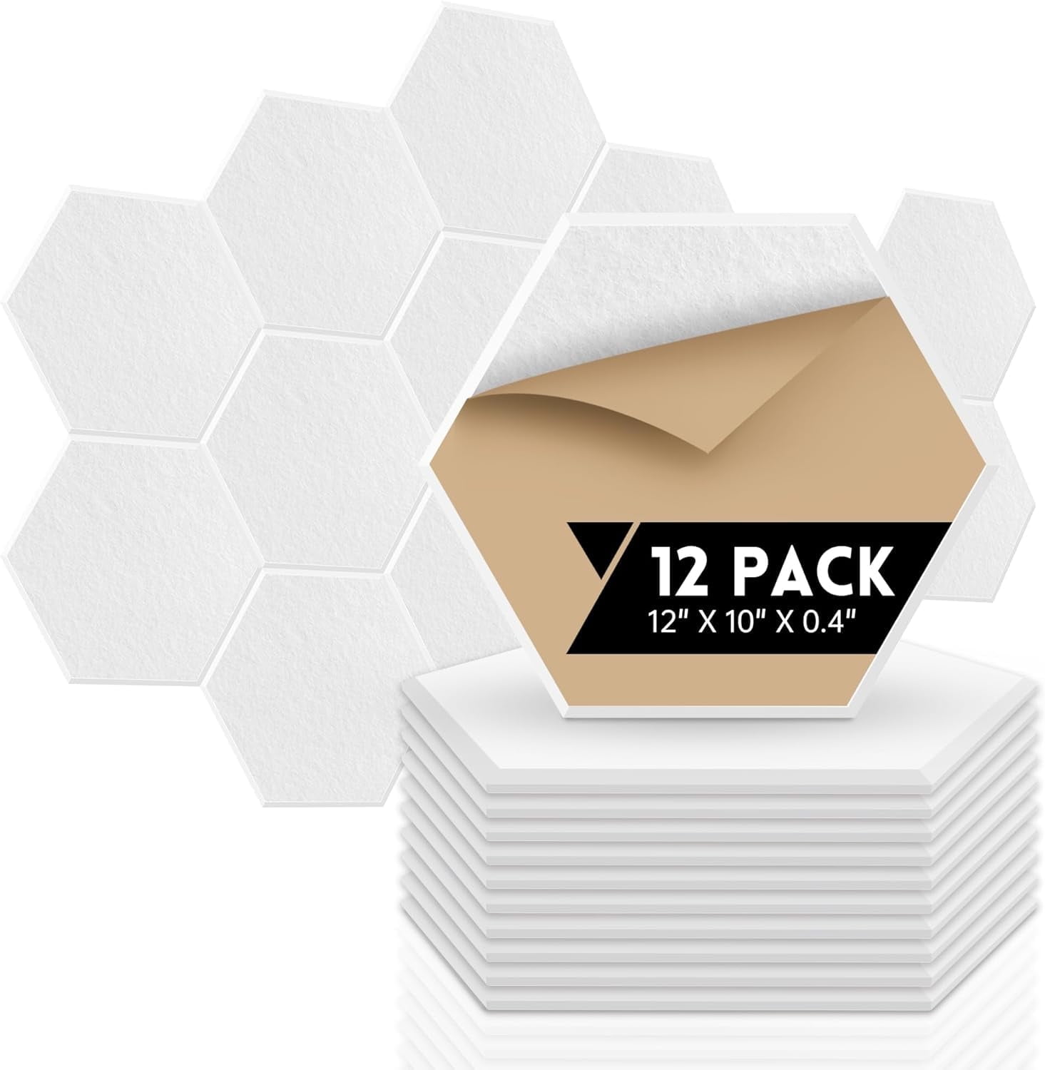 INTIGE 12-Pack Hexagon Sound Absorbing Acoustic Panels, 12" x 10" x 0.4 ...