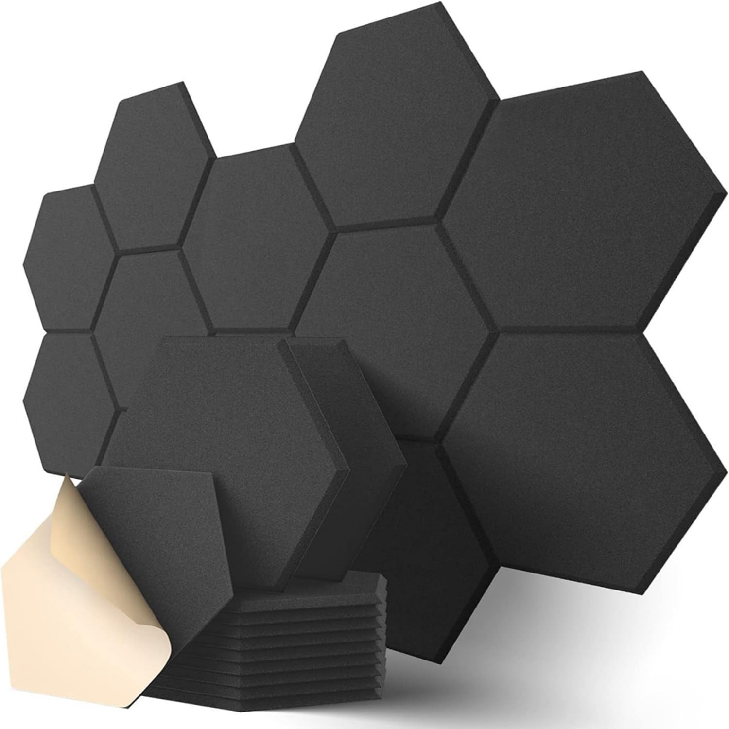 12 Pack Self-adhesive Acoustic Panels, Hexagon Sound Proof Panels, 12 X ...