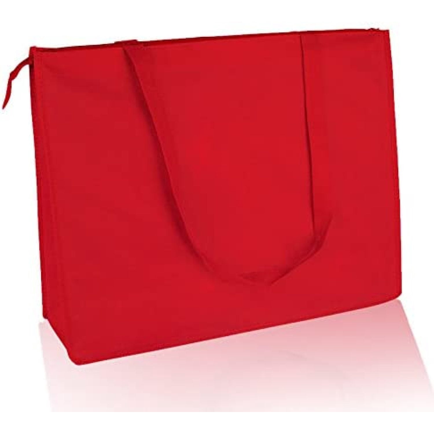 (12 Pack) Set of 12- Reusable Non Woven Jumbo Zippered Tote Bag (Red ...