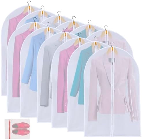 12 Pack Shirt Garment Bags (24x36") - Dustproof Short Suit Covers ...
