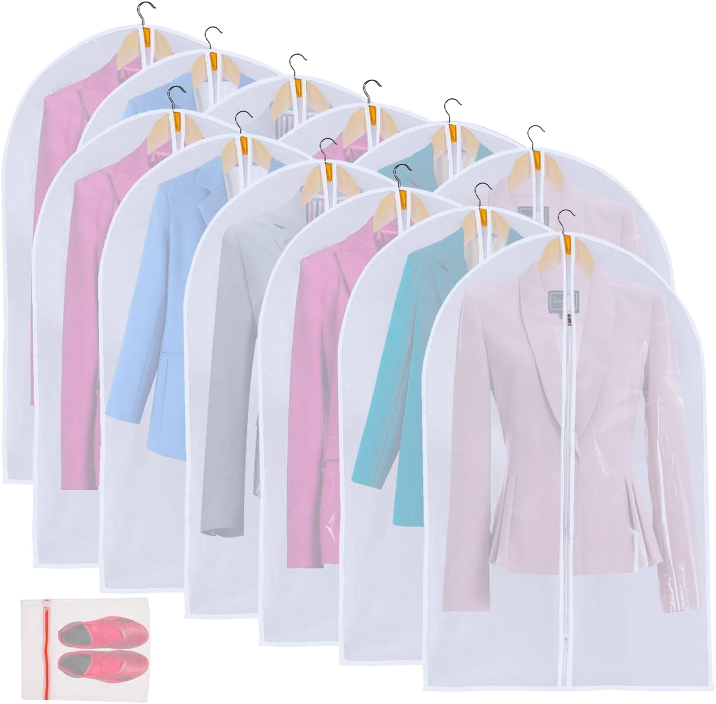 12 Pack Shirt Garment Bags (24x36") - Dustproof Short Suit Covers ...