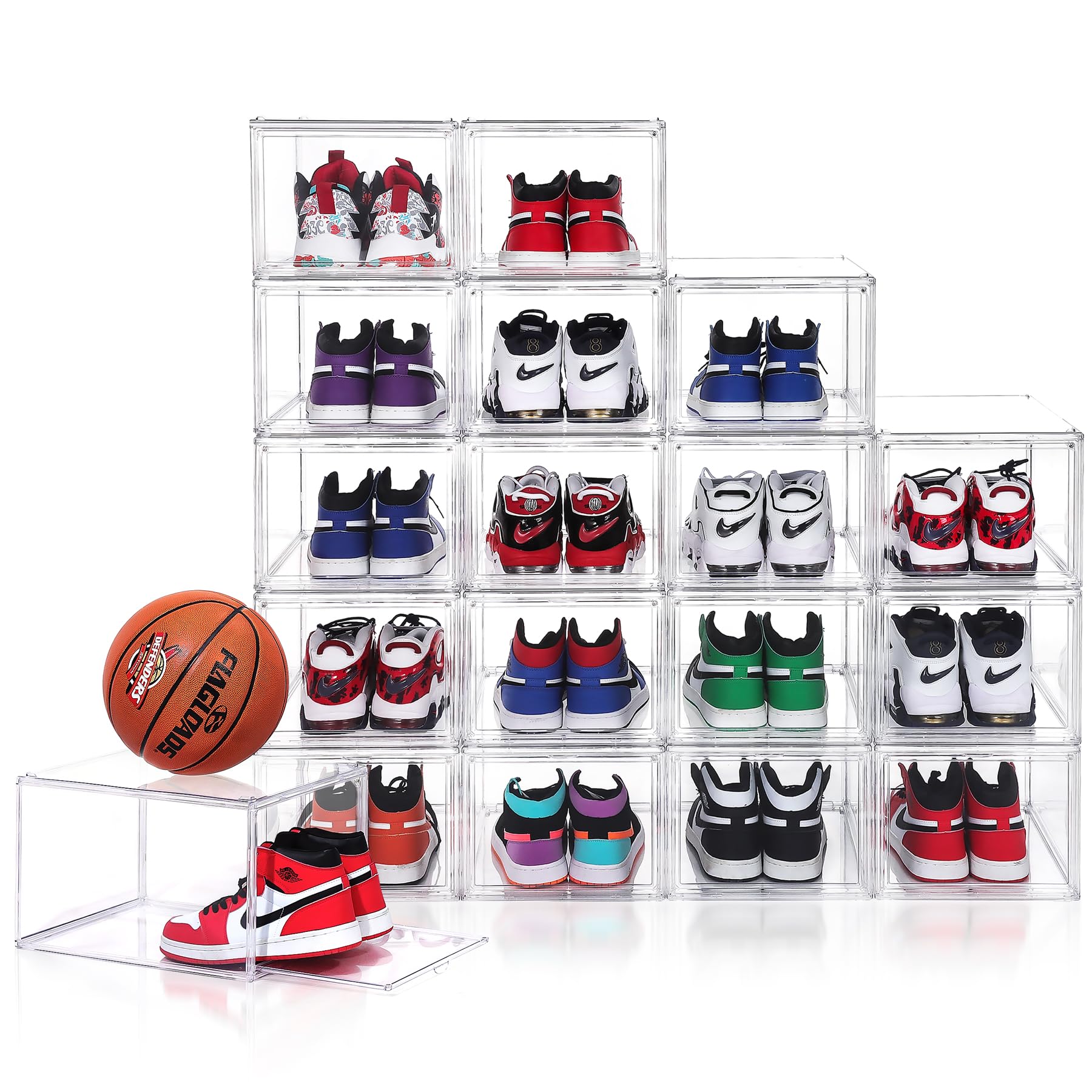 12 Pack Shoe Boxes, Acrylic Clear Shoe Boxes,360°Clear Plastic ...