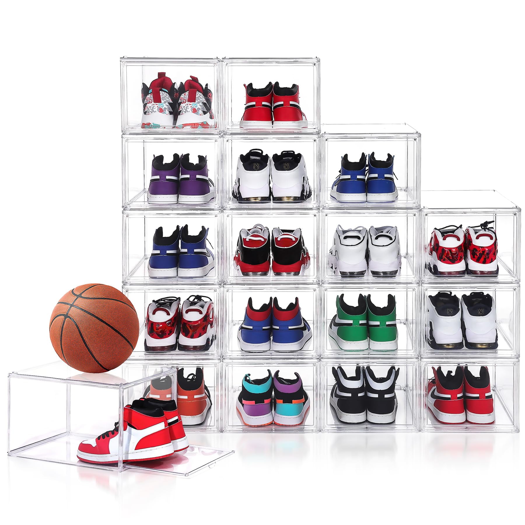 12 Pack Shoe Boxes, Acrylic Clear Shoe Boxes,360°Clear Plastic ...