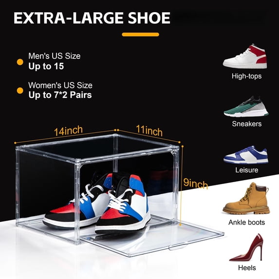 12 Pack Shoe Boxes Side Open Clear Box Plastic Stackable Storage ...