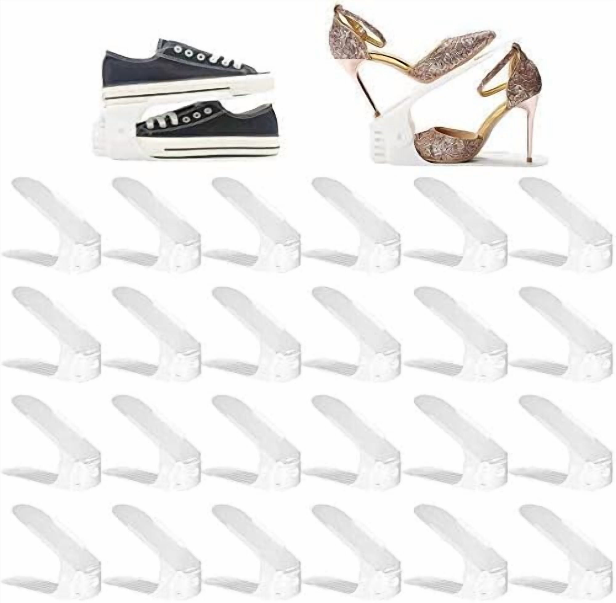 12 Pack Shoe Slots Organizer, Adjustable Double Layer Shoe Stack ...