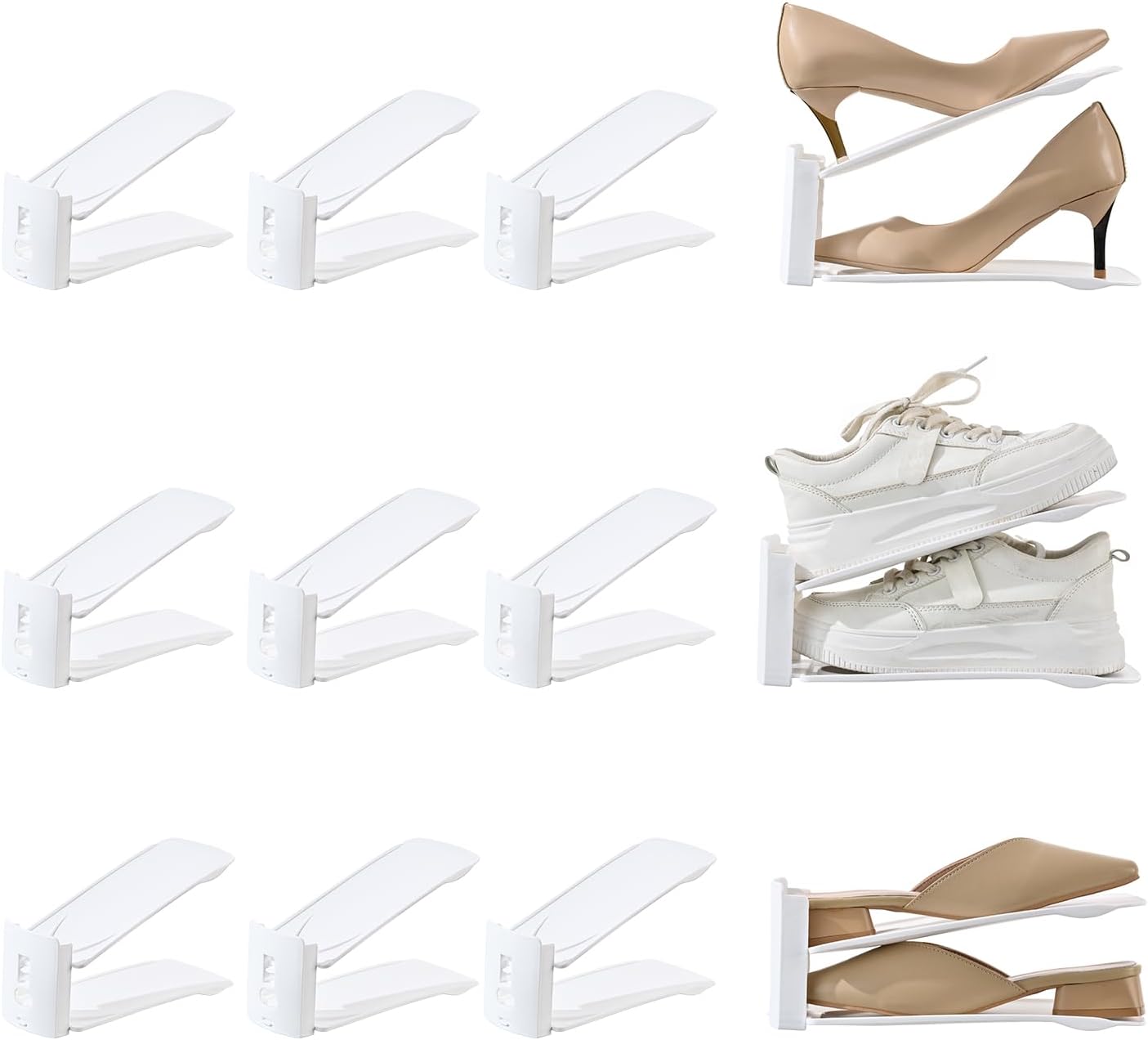 12 Pack Shoe Slots Organizer Adjustable Level Shoe Stacker Holder ...