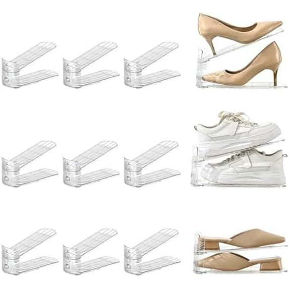 12 Pack Shoe Slots Organizer Adjustable Level Shoe Stacker Holder ...