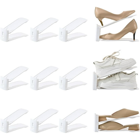 12 Pack Shoe Slots Organizer Adjustable Level Shoe Stacker Holder ...