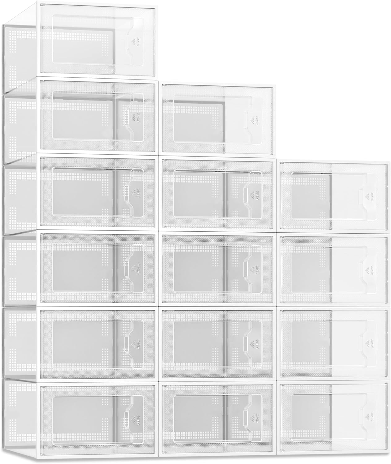 12 Pack Shoe Storage Box, Clear Plastic Stackable Shoe Organizer for ...