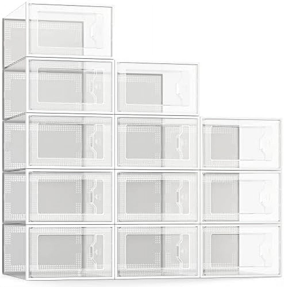 12 Pack Shoe Storage Box, Clear Plastic Stackable Shoe Organizer for ...