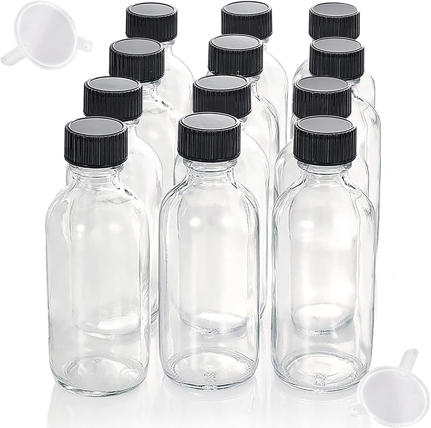 12 Pack Shot Bottles with Caps, 2 oz Glass Jars with Lids, Wellness ...