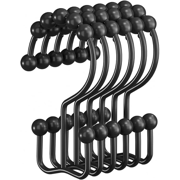 EDASCV-12 Pack Shower Curtain Hooks Rings, Double Sided Shower Hooks ...