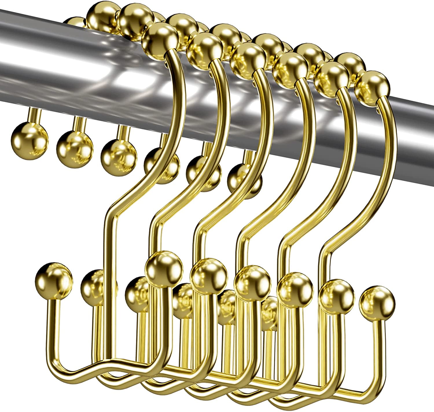 12 Pack Shower Curtain Hangers, Stainless Rustproof Double Glide Shower ...